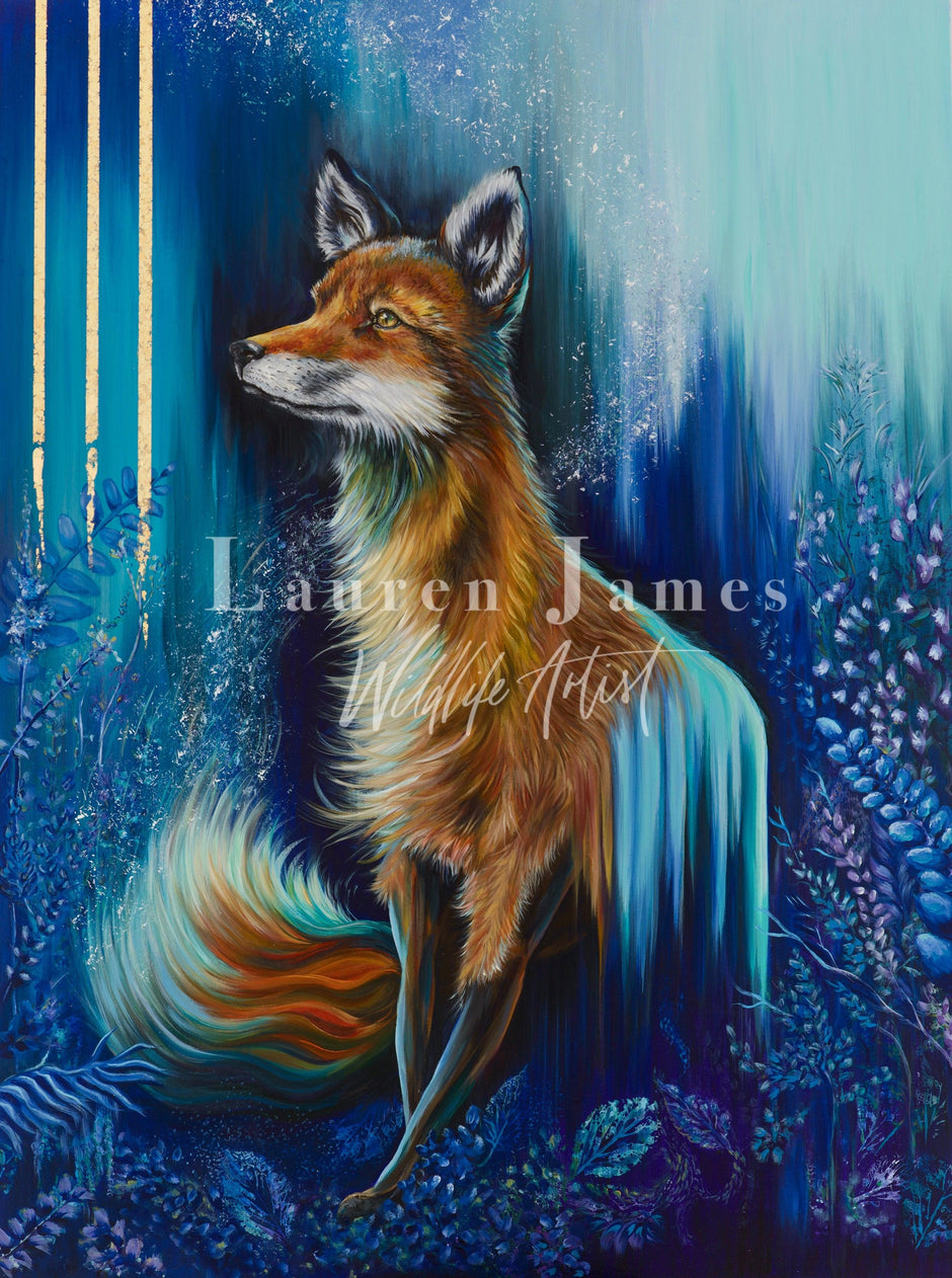 Wildlife Art with foliage and gold leaf – LAUREN JAMES ART